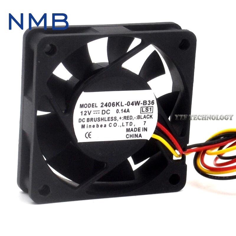NMB 2406KL-04W-B36 dual ball bearing Вентилятор охлаждения 12V 0.14A 60*60*15mm