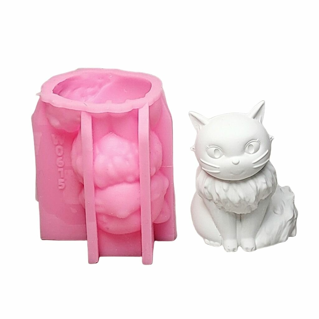 Форма для свечей, Силиконовая форма для мультяшной фигурки котенка - W0615, 1 шт.