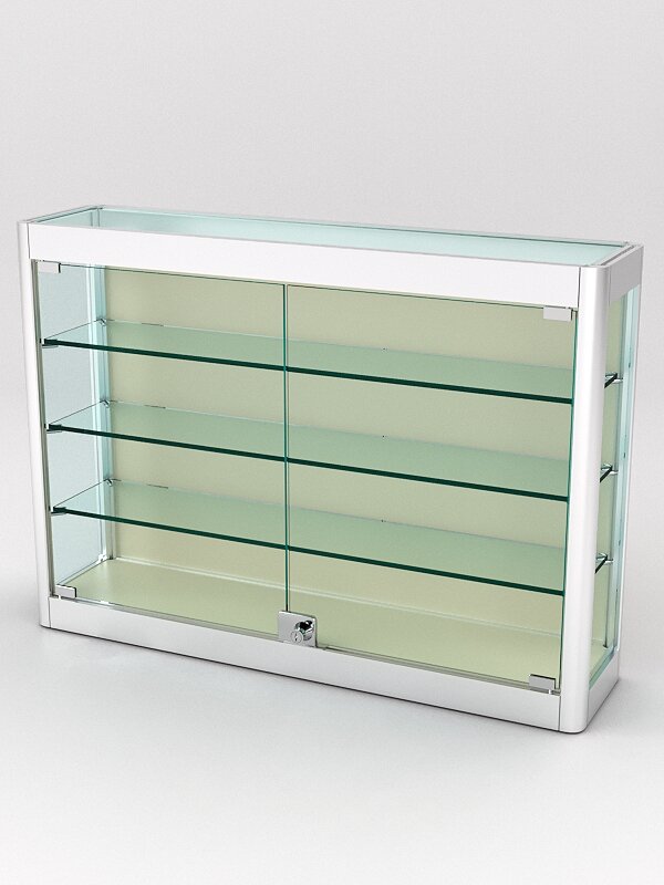 Витрина из профиля настенная "вайб ИКС" №3-3П-ДСП-170 (задняя стенка ДСП), Крем Вайс