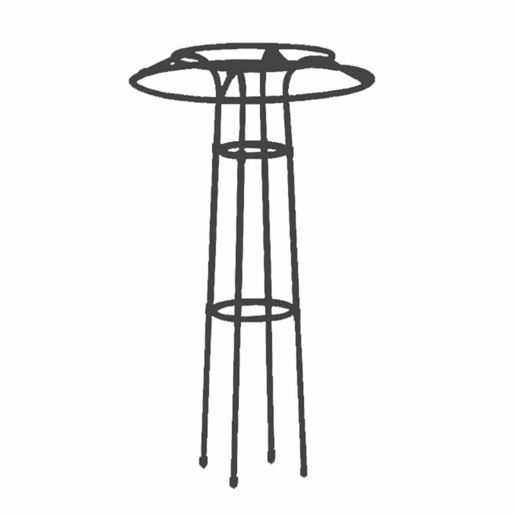 Подставка для цветов с зонтиком и розой-черный-105 см