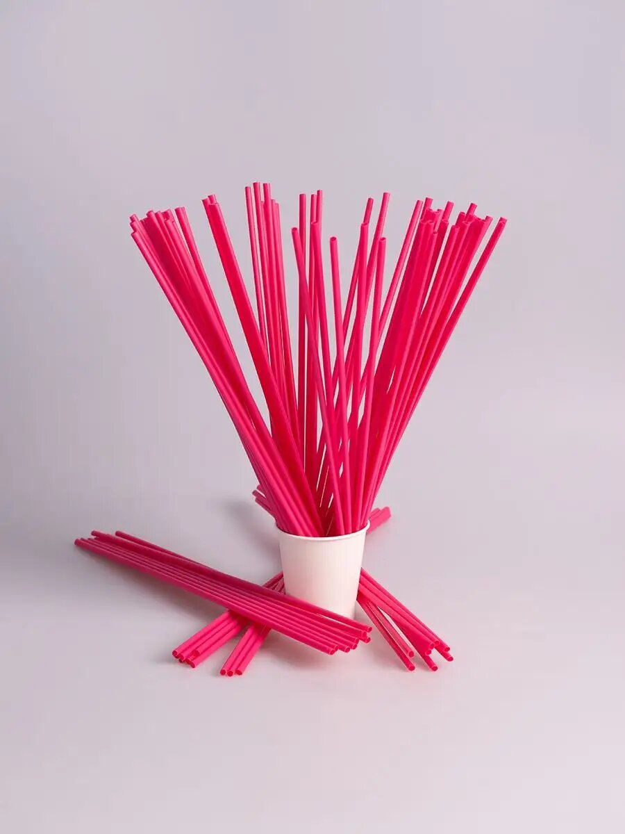 Трубочки бумажные ГК Сфера, розовые, биоразлагаемые, 12 штук