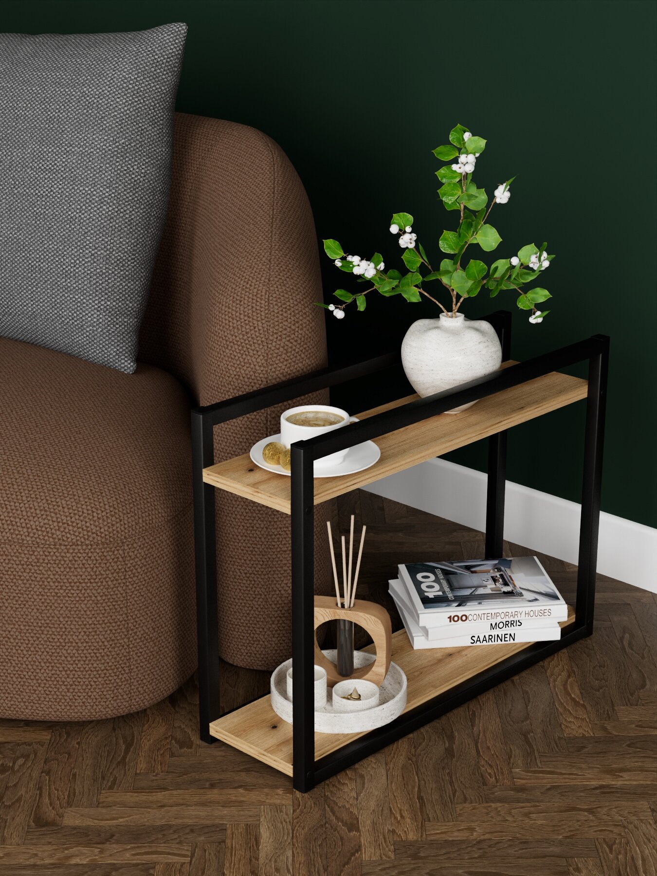 Столик придиванный IamLoft , ясень, ЛДСП, металл, 60x19x45 см