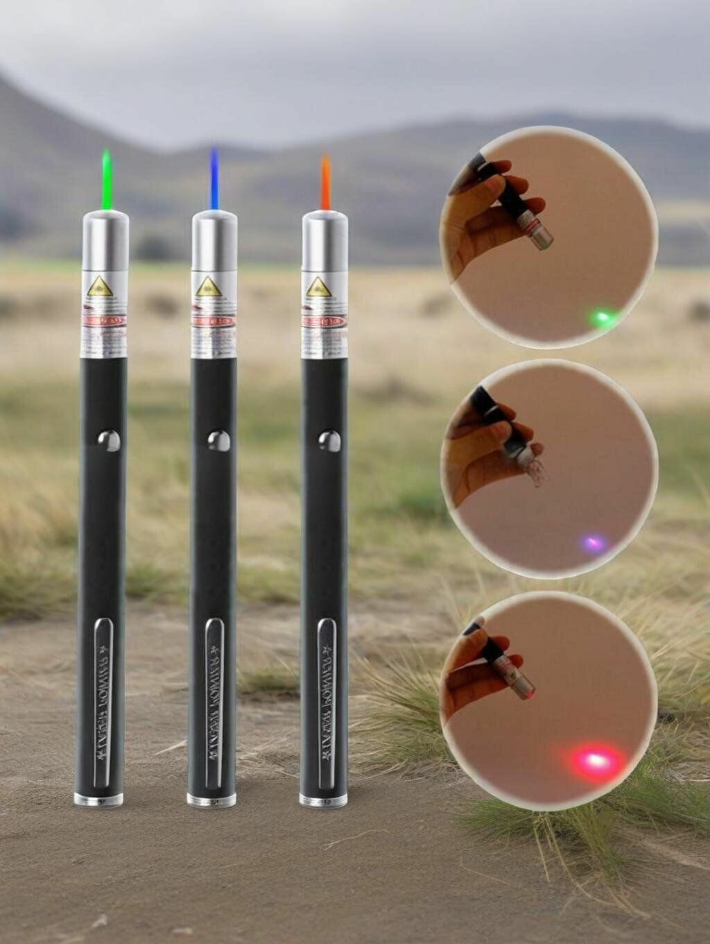 3-цветная лазерная указка 5 мВт (красный/зеленый/сине-фиолетовый) Защита от синего света=v=