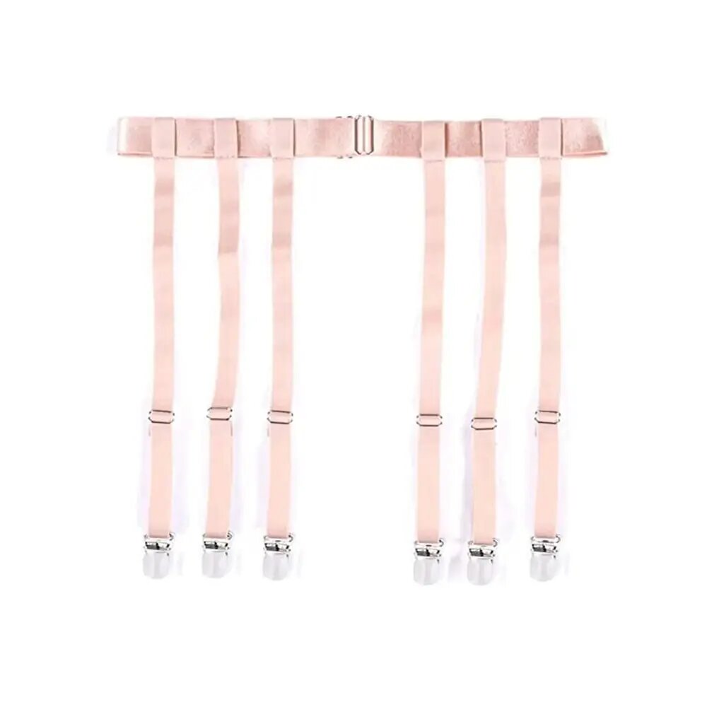 Черный регулируемый пояс для чулок с металлическими зажимами Розовый, Skin 6 Clips