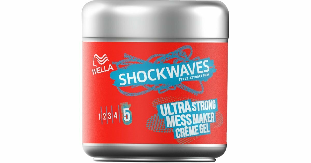 Крем-гель для укладки Wella Shockwaves экстрасильной фиксации Ultra strong Mess Maker, 150 мл