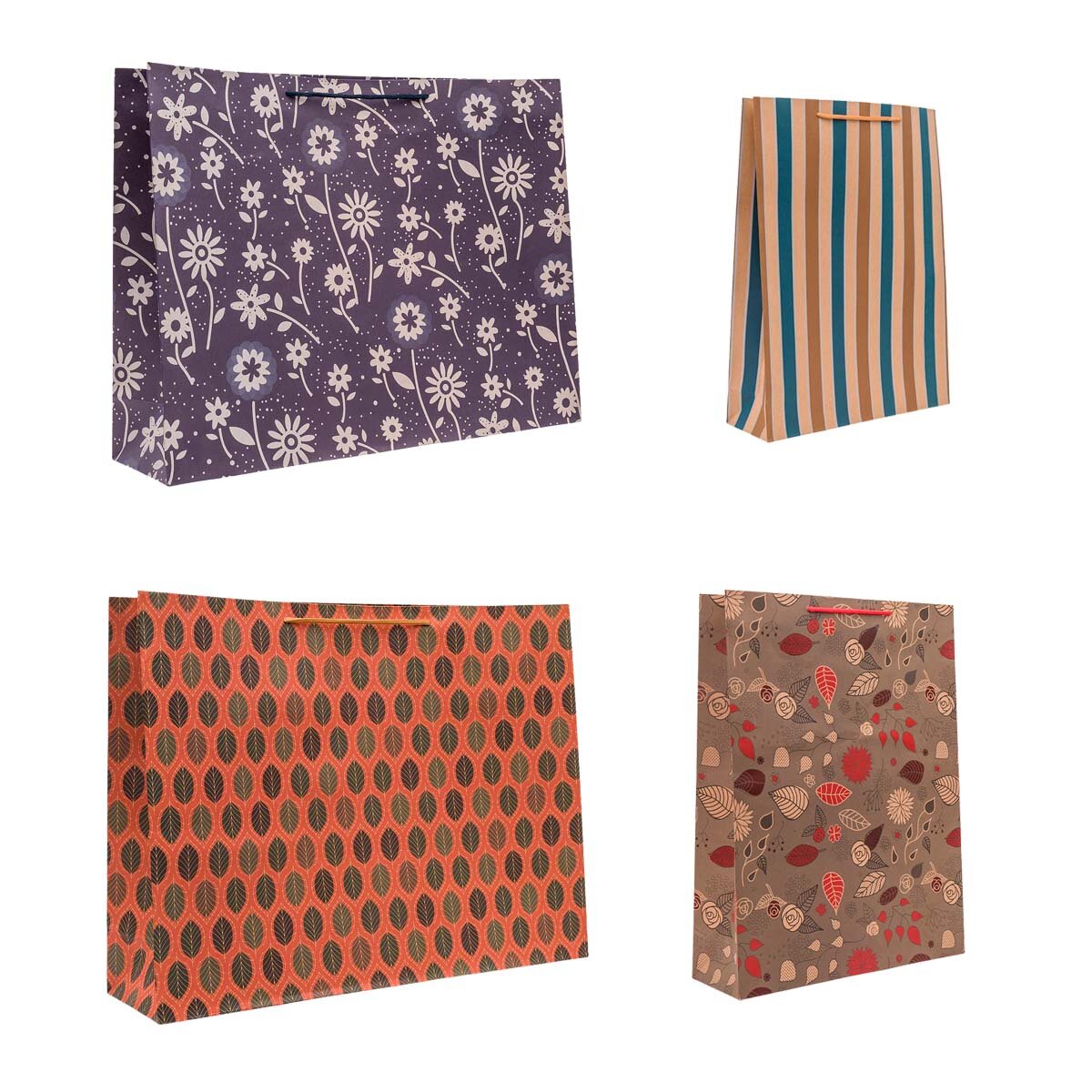 Набор подарочных пакетов крафт, 4 шт, 170г/м2, (38*12*50см, 31*10*42см)
