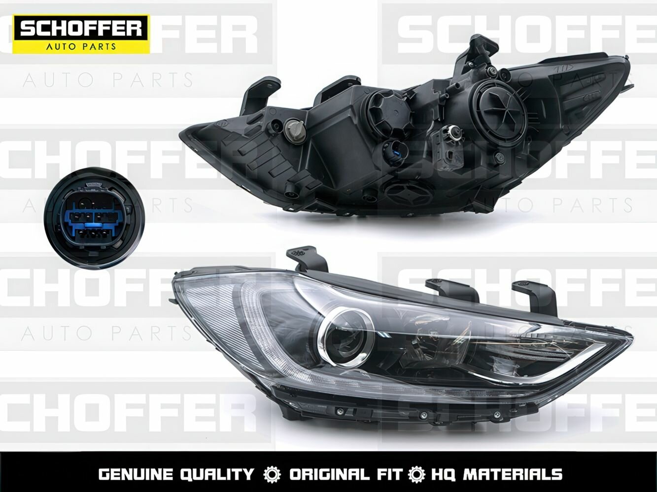 Фара правая галоген с корректором (ДХО LED), для Хендай Элантра 6 AD 2016-2018 Hyundai Elantra 6 AD 2016-2018, артикул SHF-12037, производителя SCHOFFER