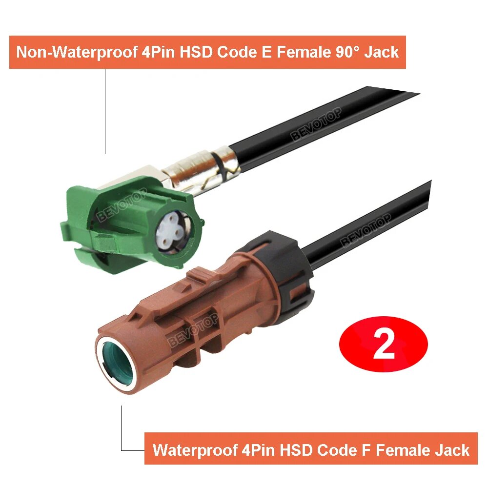 Водонепроницаемый соединительный кабель BEVOTOP HSD F Female - HSD E Female 3M, HSD WPF F to E F90