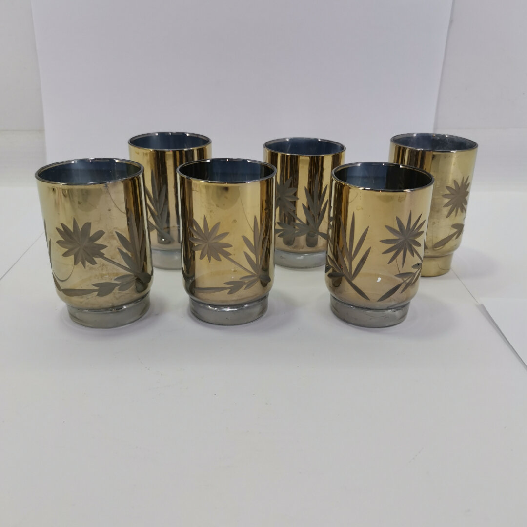 Набор стопок, 6 штук, стекло, напыление. СССР