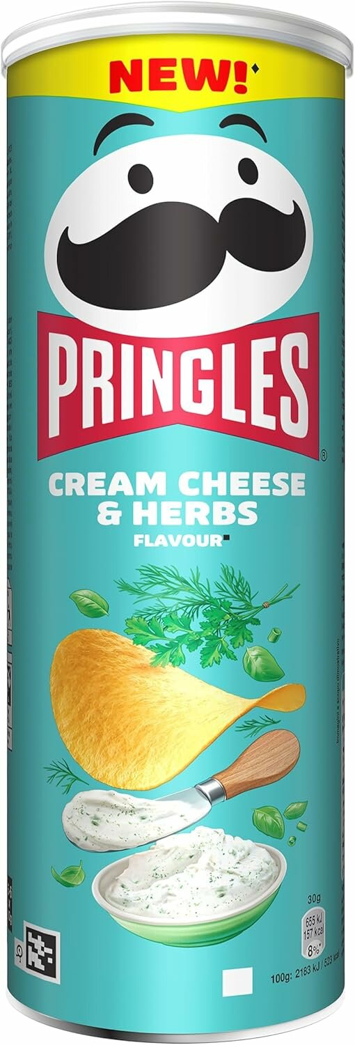 Pringles, Чипсы картофельные Сливочный сыр и Зелень, 165 г, Cream Cheese & Herbs