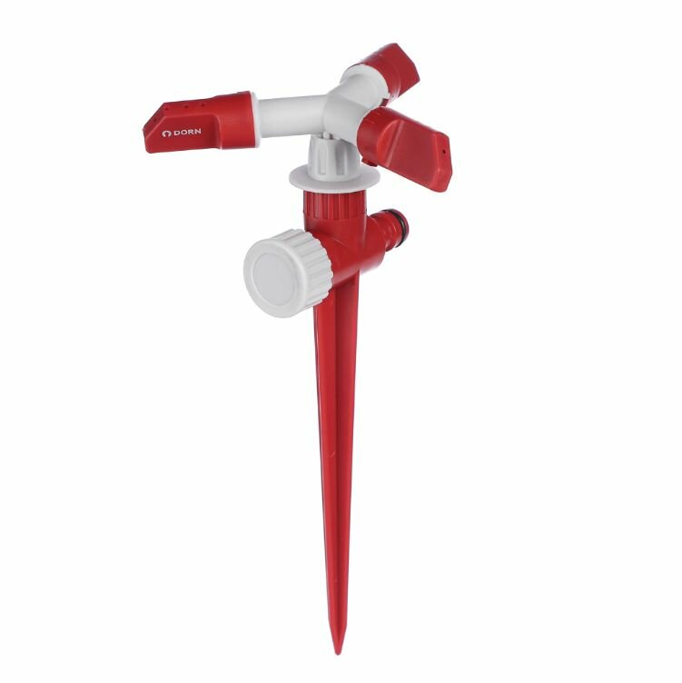 Ороситель DORN, 3-лепестковый, пластик, площадь полива 150 м², красный