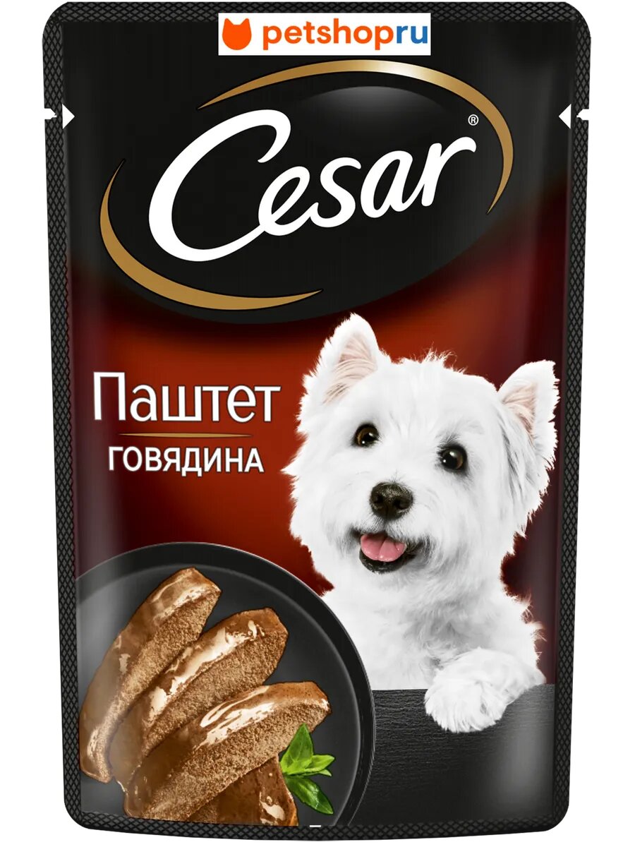 Cesar Влажный корм для взрослых собак, паштет с говядиной, 80 г