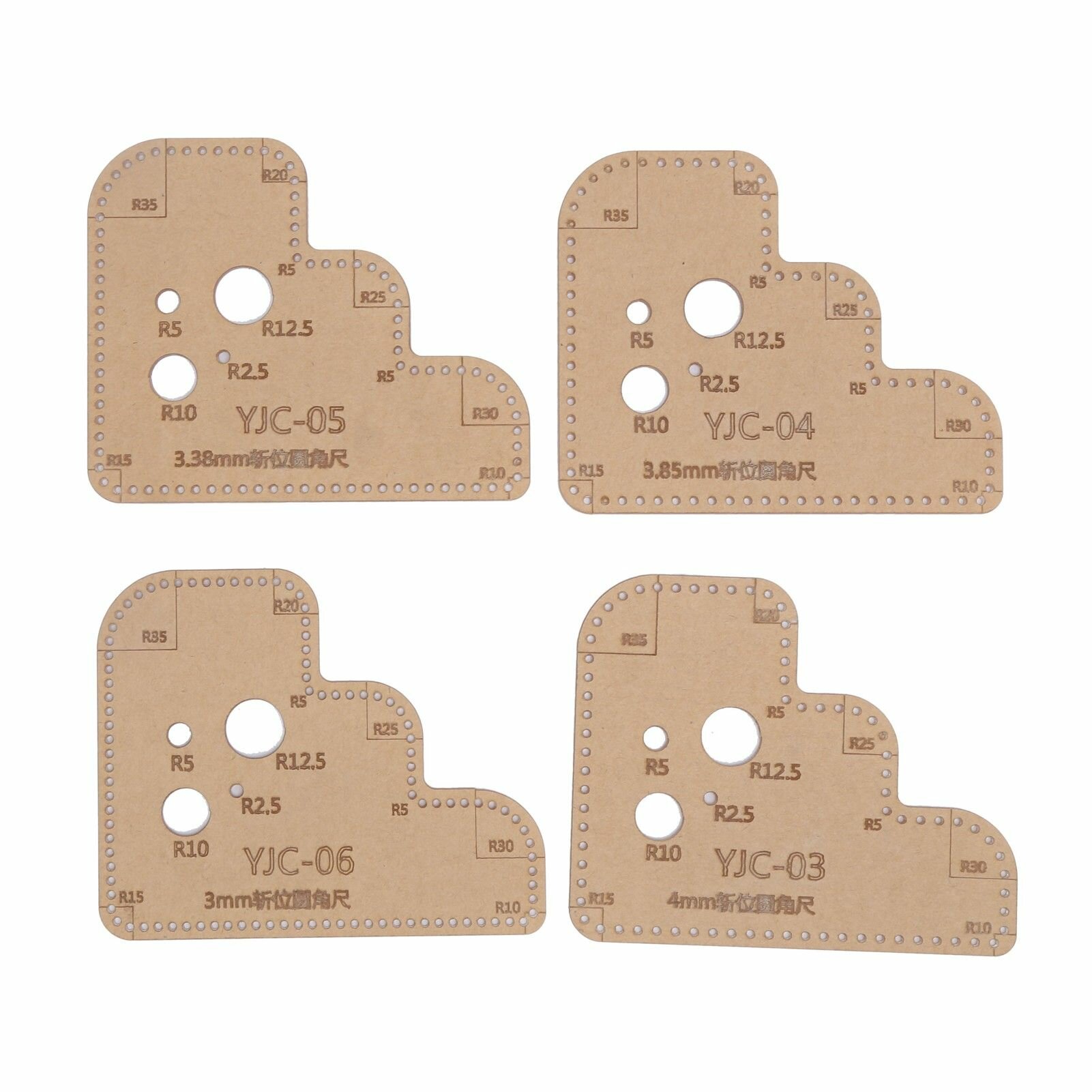 4шт. Шаблоны из акрила для резки кругов с защитным слоем, идеально подходит для рукоделия, 3мм/0.12in, 4мм/0.16in, 3.38мм/0.13in, 3.85мм/0.15in