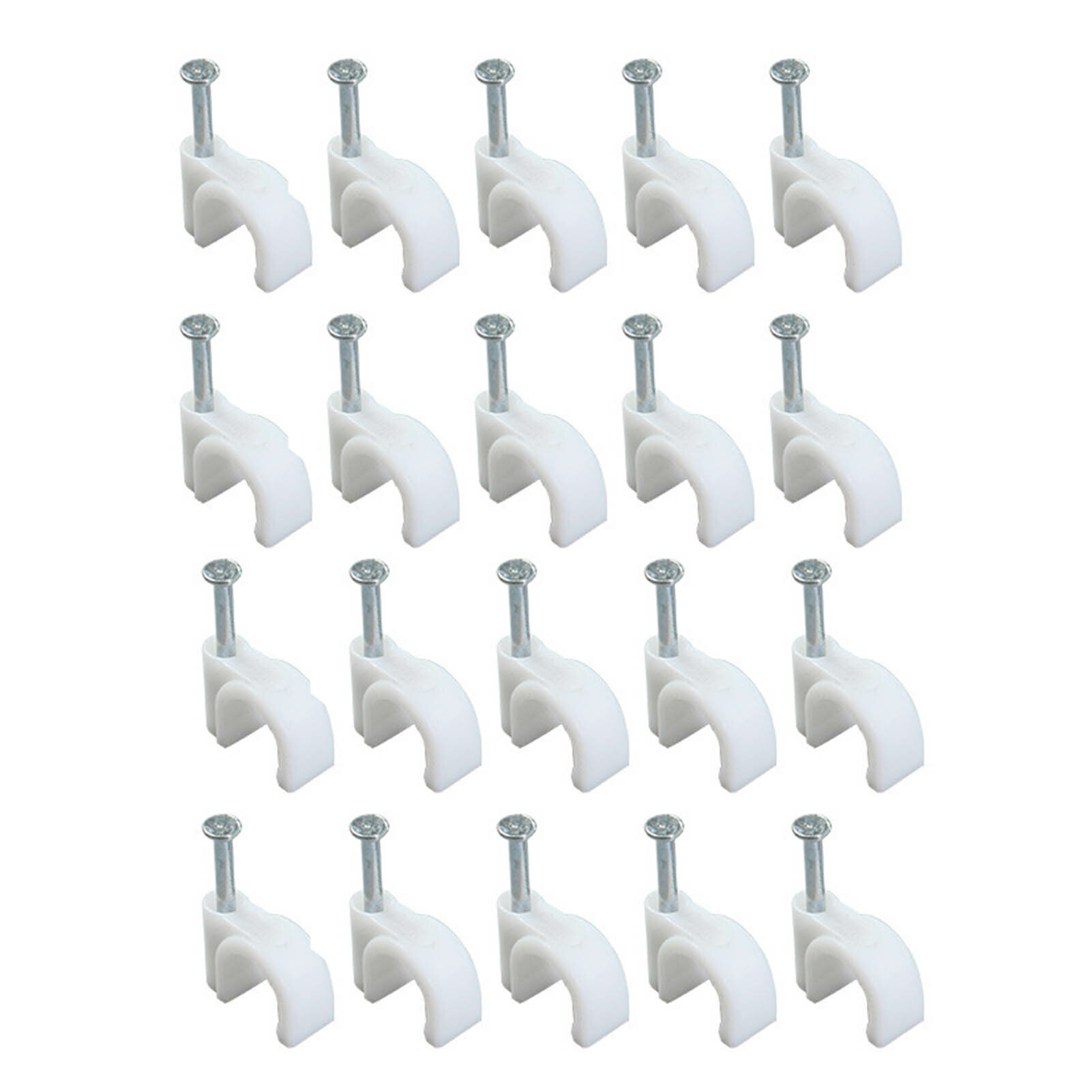 Клипсы для фиксации кабелей круглые из стали с гвоздем, 5 мм, 100 шт, для организации проводов на стене