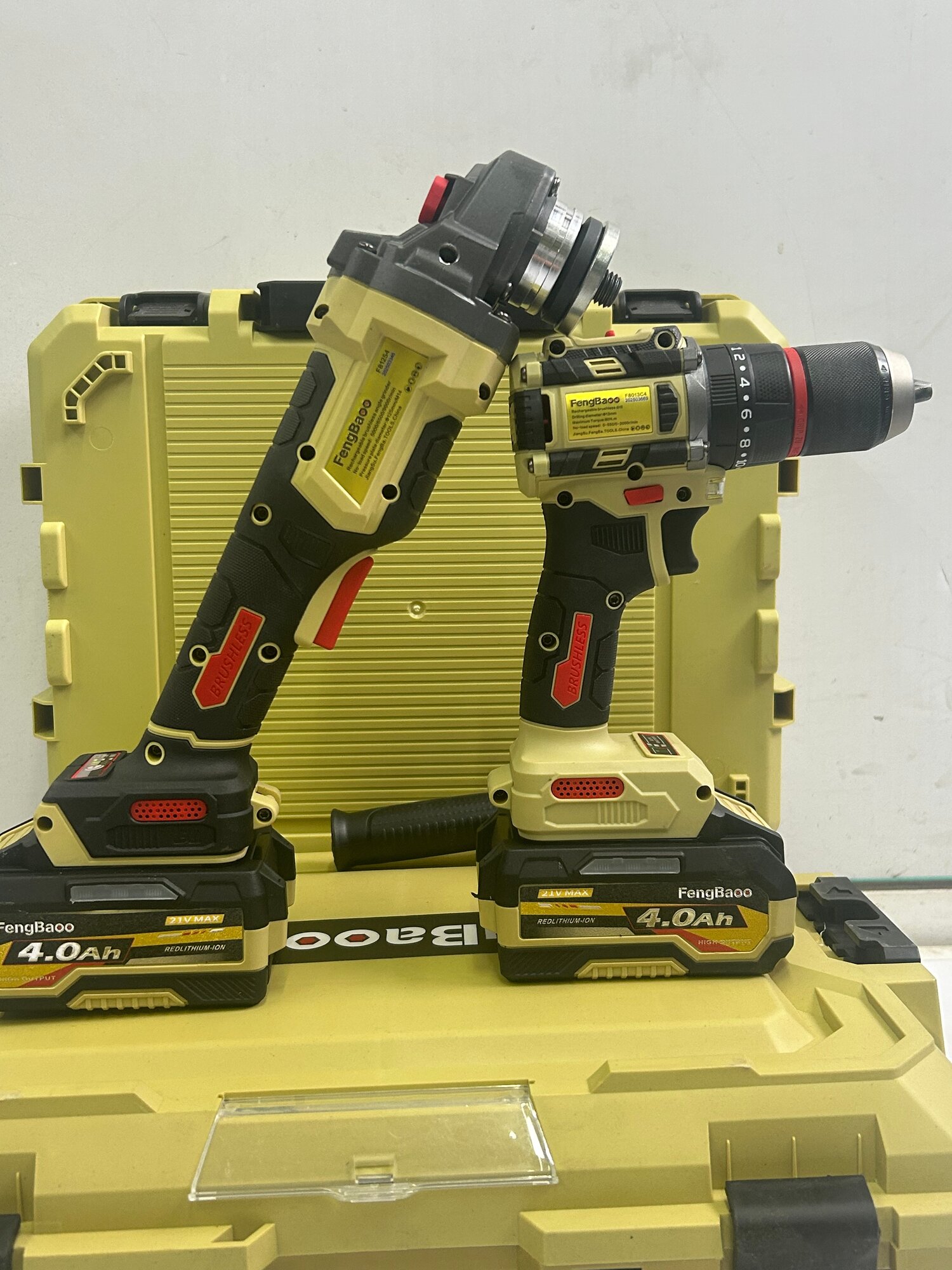 Набор инструментов Fengbaoo2в1, болгарка, шуруповерт, 2 аккумулятора, 1 зарядное