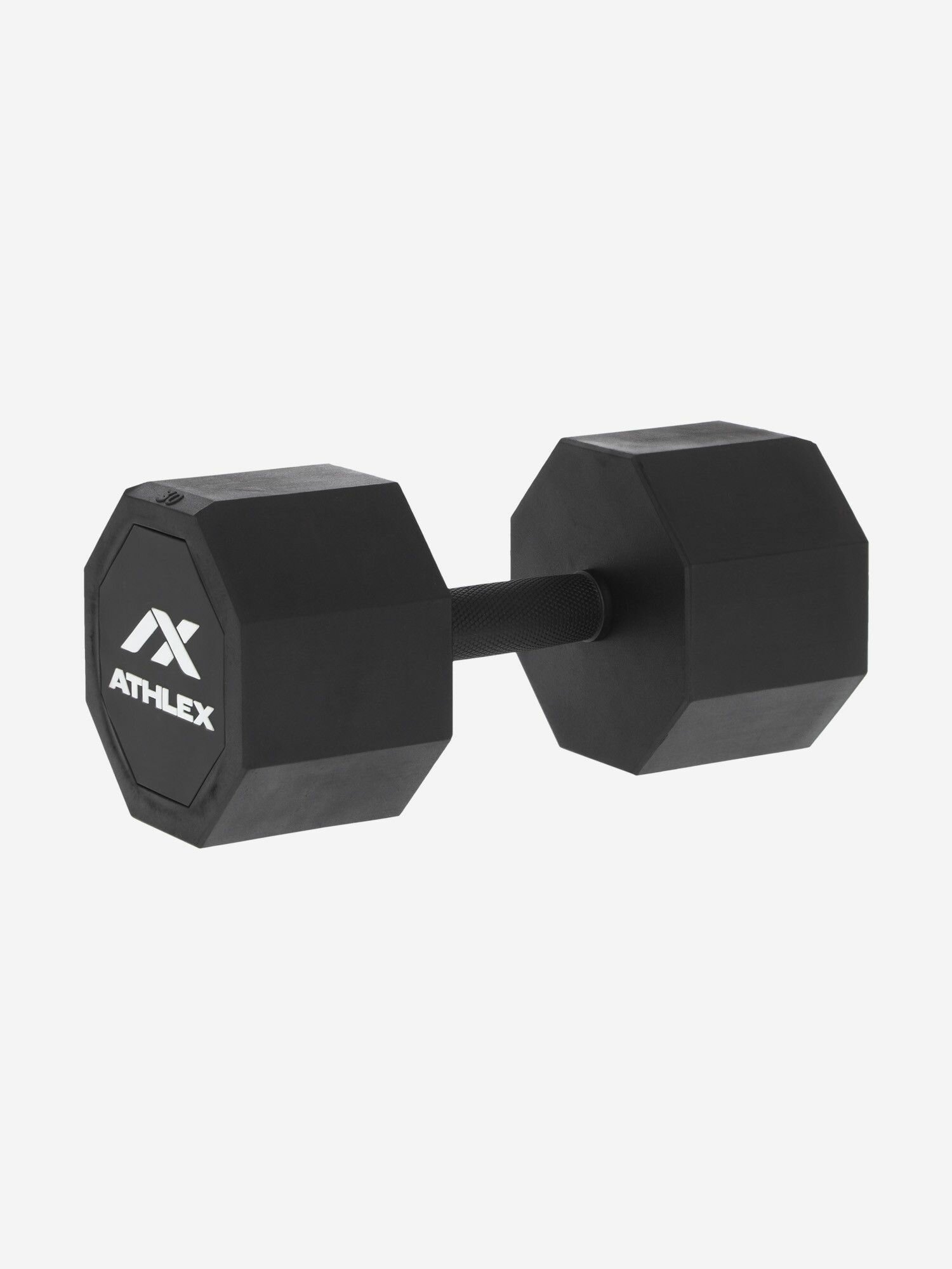 Гантель ATHLEX, 30кг, обрезиненный гриф, шестигранная форма, черная