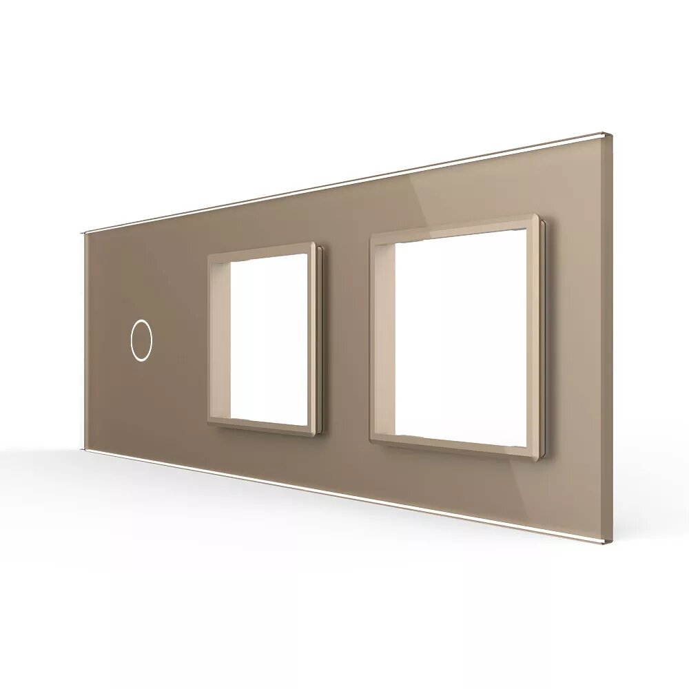 Рамка для сенсорных выключателей тройная , 1 клавиша, 2 розетки (1-0-0) золотая Livolo (C7-C1/2SR-13)