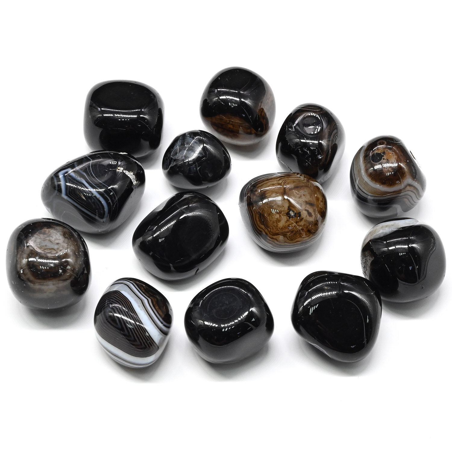 Агат черный галтовка фракция 15-20мм, упаковка 100г .