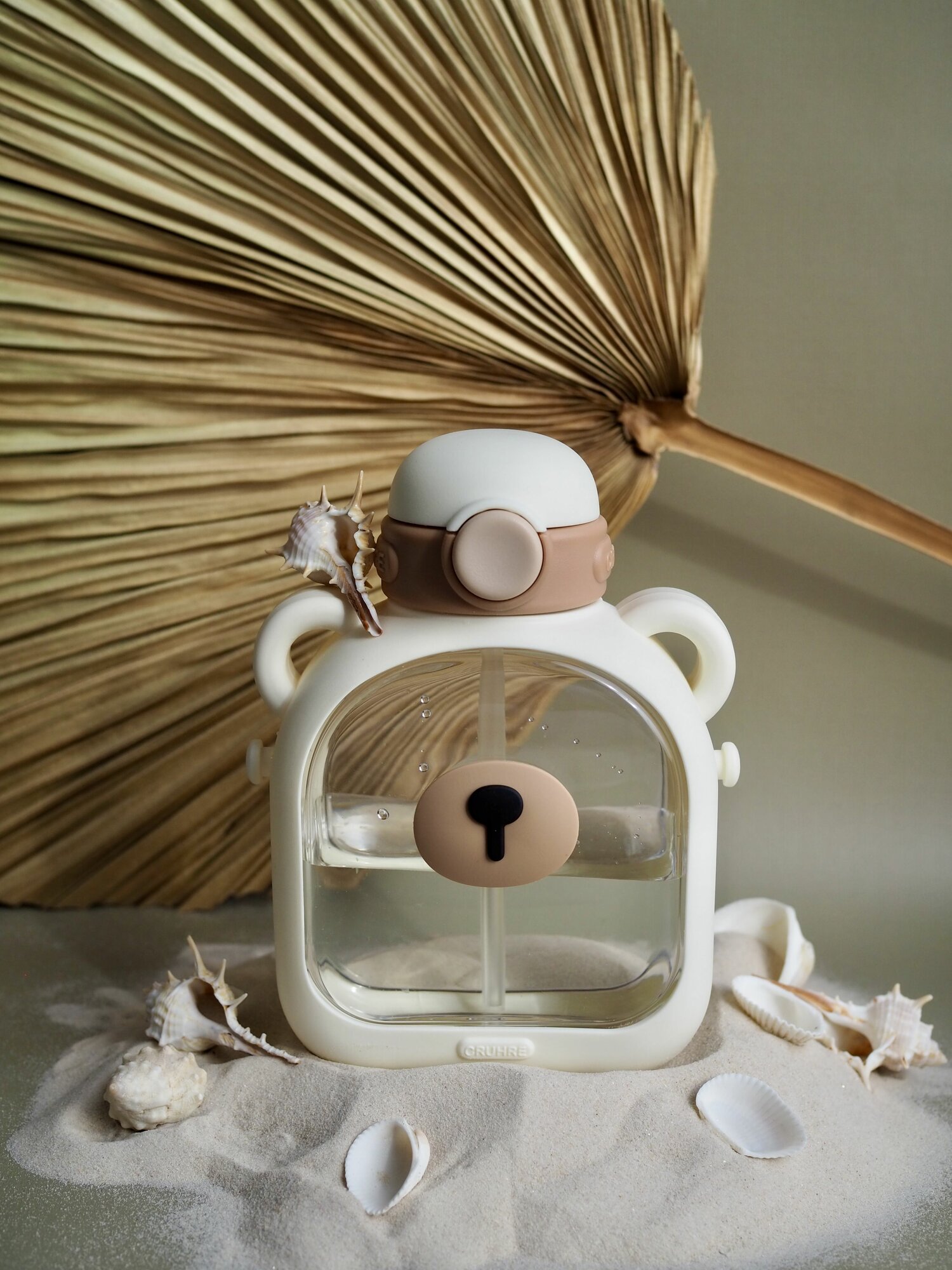 Бутылка для воды Мишка с трубочкой Modengo белая