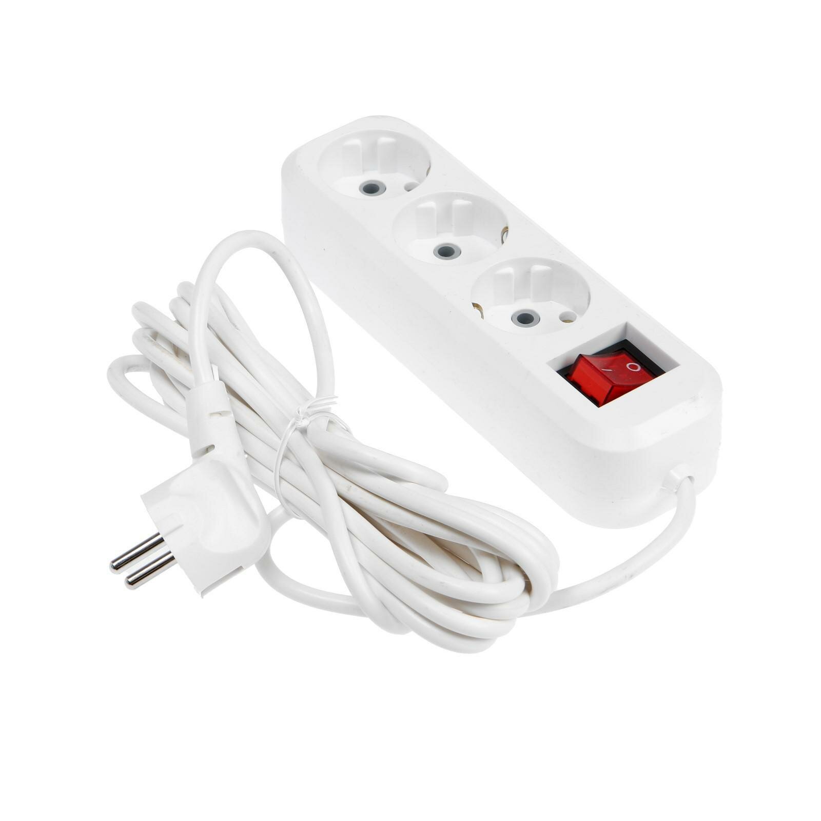 Сетевой удлинитель V. I.-TOK У3-Евк 3 розетки с выключателем, 5 метра, 16А, с заземлением