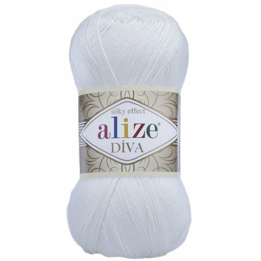 Пряжа Alize DIVA SILKY EFFECT 55 белый (5 мотков)