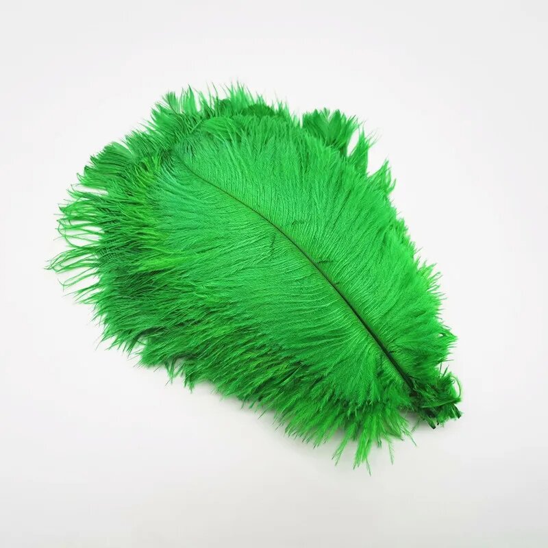 Натуральные окрашенные перья страуса WHxmsh 10 шт, 20-25 см Изумрудный, Grass Green feathers