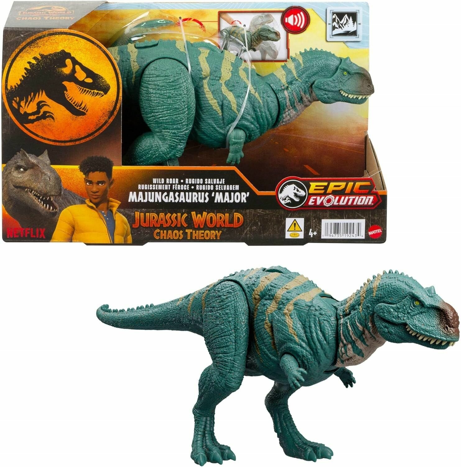 Фигурка Динозавра Mattel Jurassic World - Фигурка Майюнгазавр с атакующим ревом- Мир Юрского периода HTK76