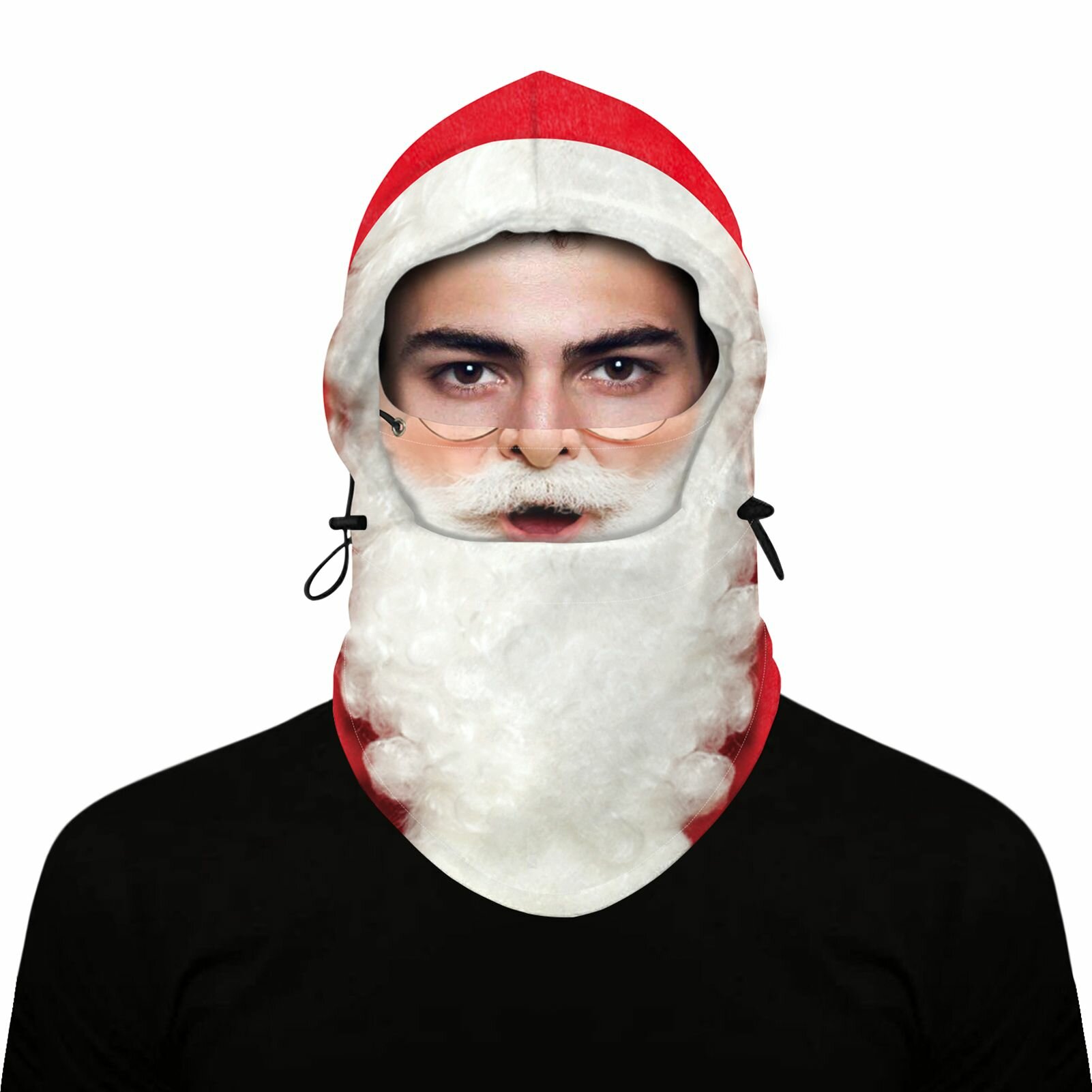 Балаклава для взрослых и детей, регулируемая теплая флисовая Балаклава с рождественским принтом, сноуборд