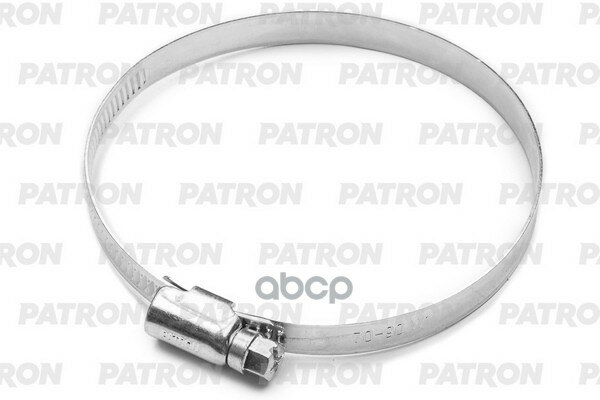 Хомут винтовой 70-90 мм German Type лента с накаткой, ширина ленты 9 мм, W1 - оцинкованная сталь PATRON арт. PG070090