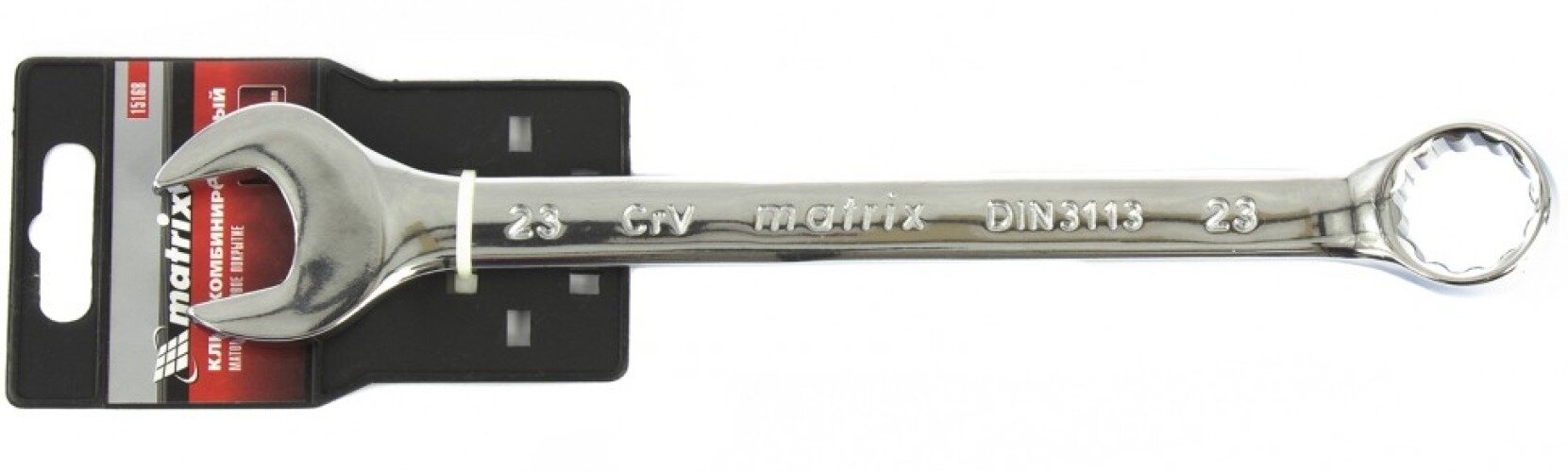 Ключ комбинированный Matrix / Матрикс гаечный, зеркальная полировка, из хромованадиевой стали, серый, 23мм / инструменты