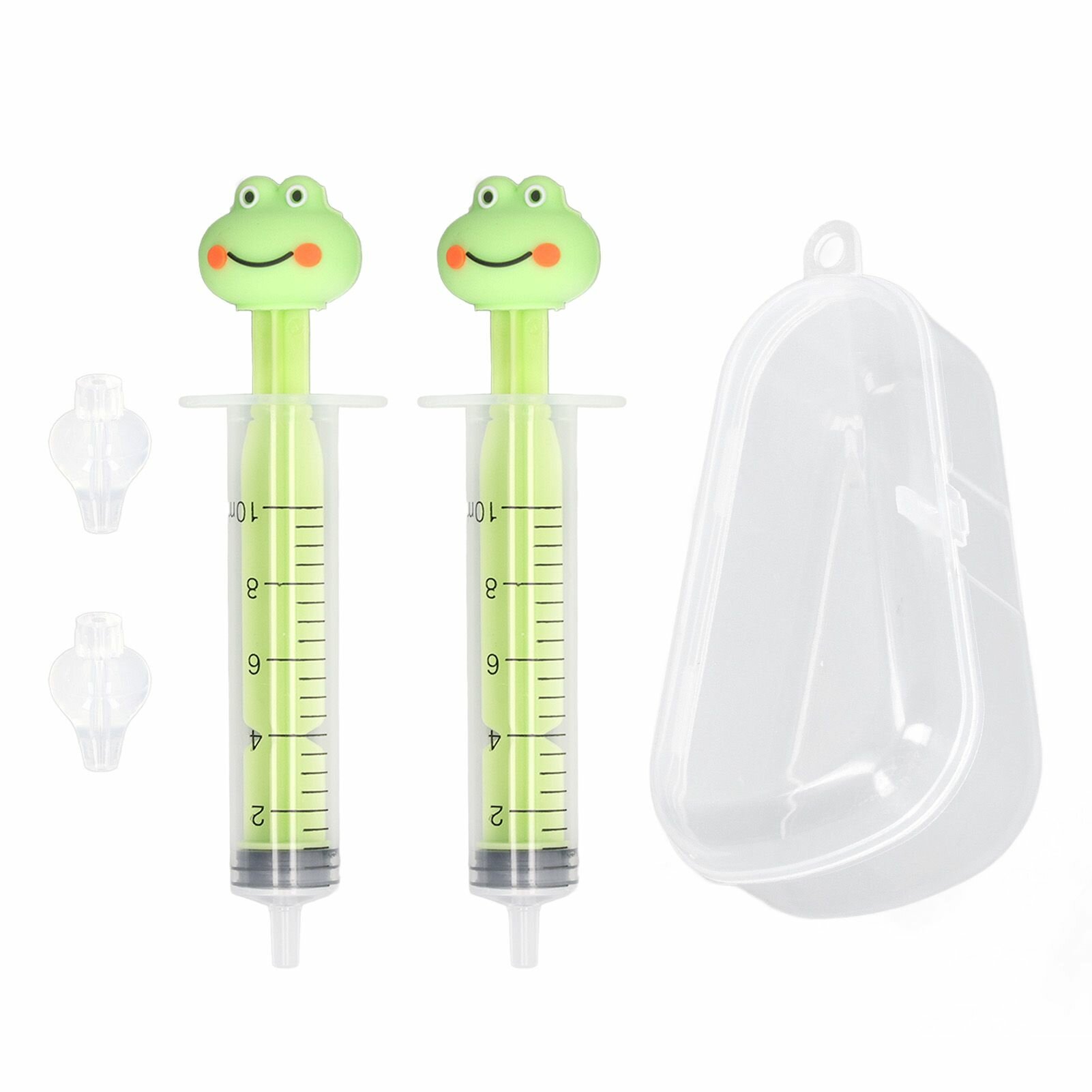 2-х предметный детский ирригатор для носа, силиконовый шприц, зеленая лягушка, мультяшная форма, устройство для чистки носа для младенцев, устройство для легкого промывания