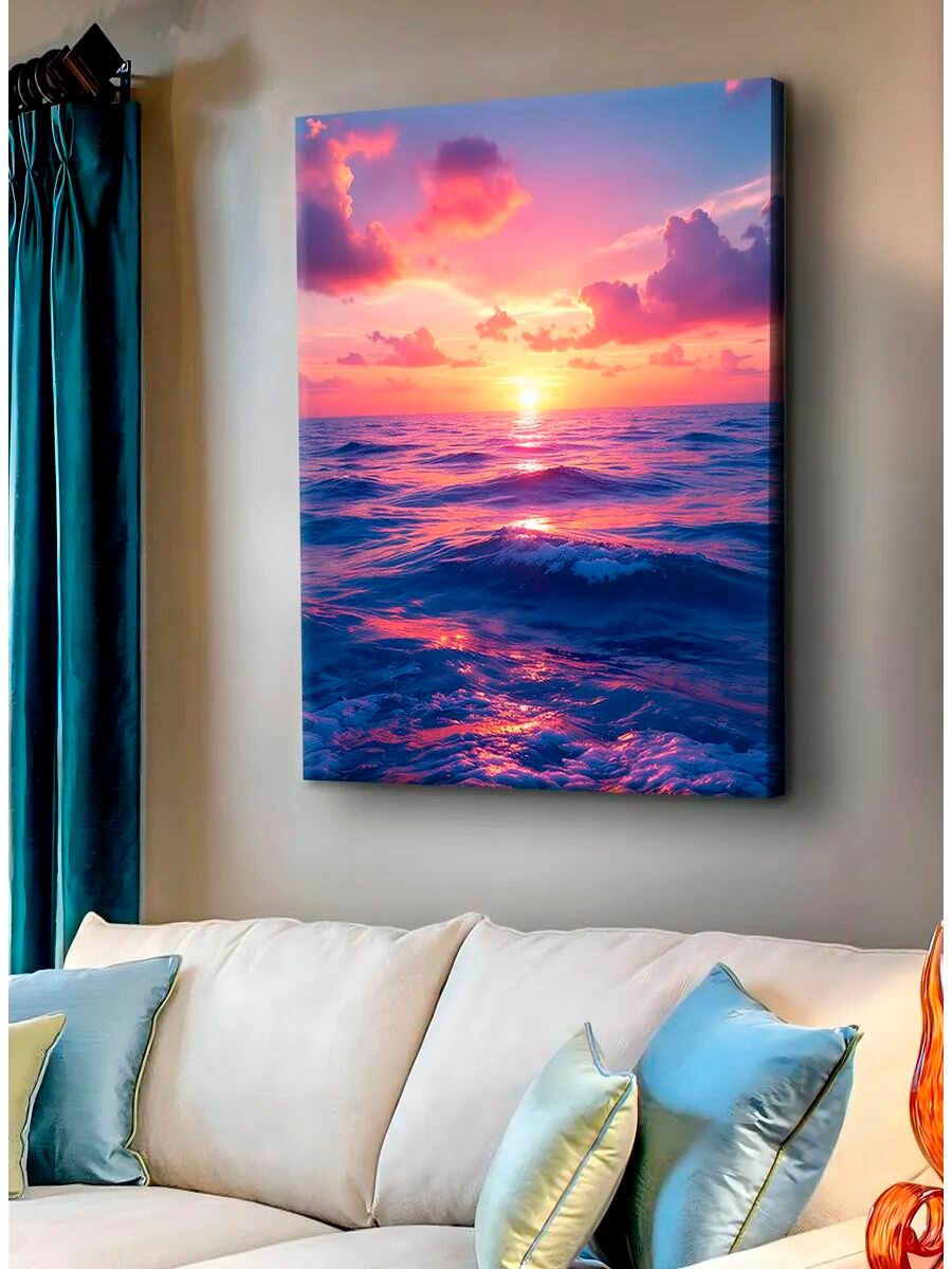 Картина "Волны на море", на стену для интерьера 50х70см 1шт.