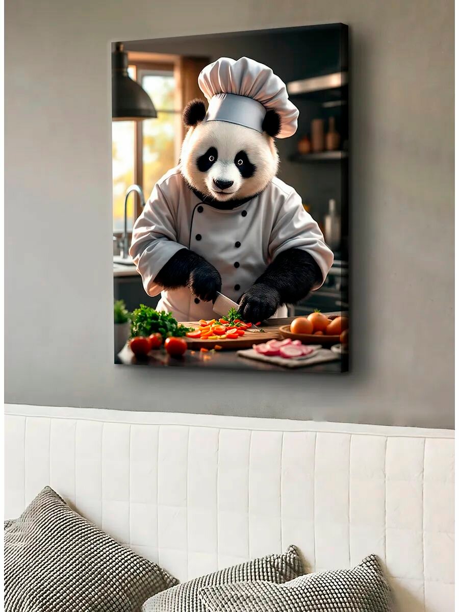 Картина "Панда-повар", интерьерная 30х40см 1шт.