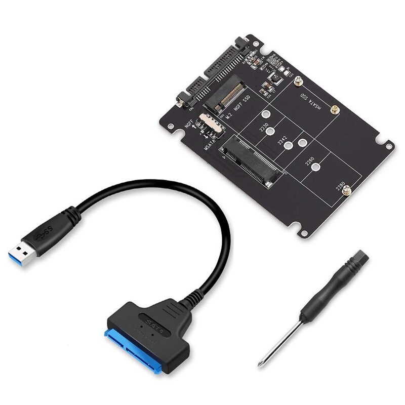 M.2 NGFF или MSATA to SATA 3.0 адаптер USB 3.0 to 2.5 SATA жесткий диск 2 в 1 конвертер считыватель карт с кабелем для ПК ноутбука