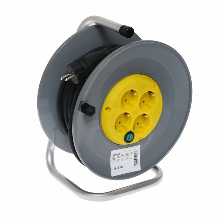 Удлинитель морозостойкий на катушке Luazon Lighting ECO, 4 роз, 25м, 16А, КГ 3х2,5мм2, с выкл