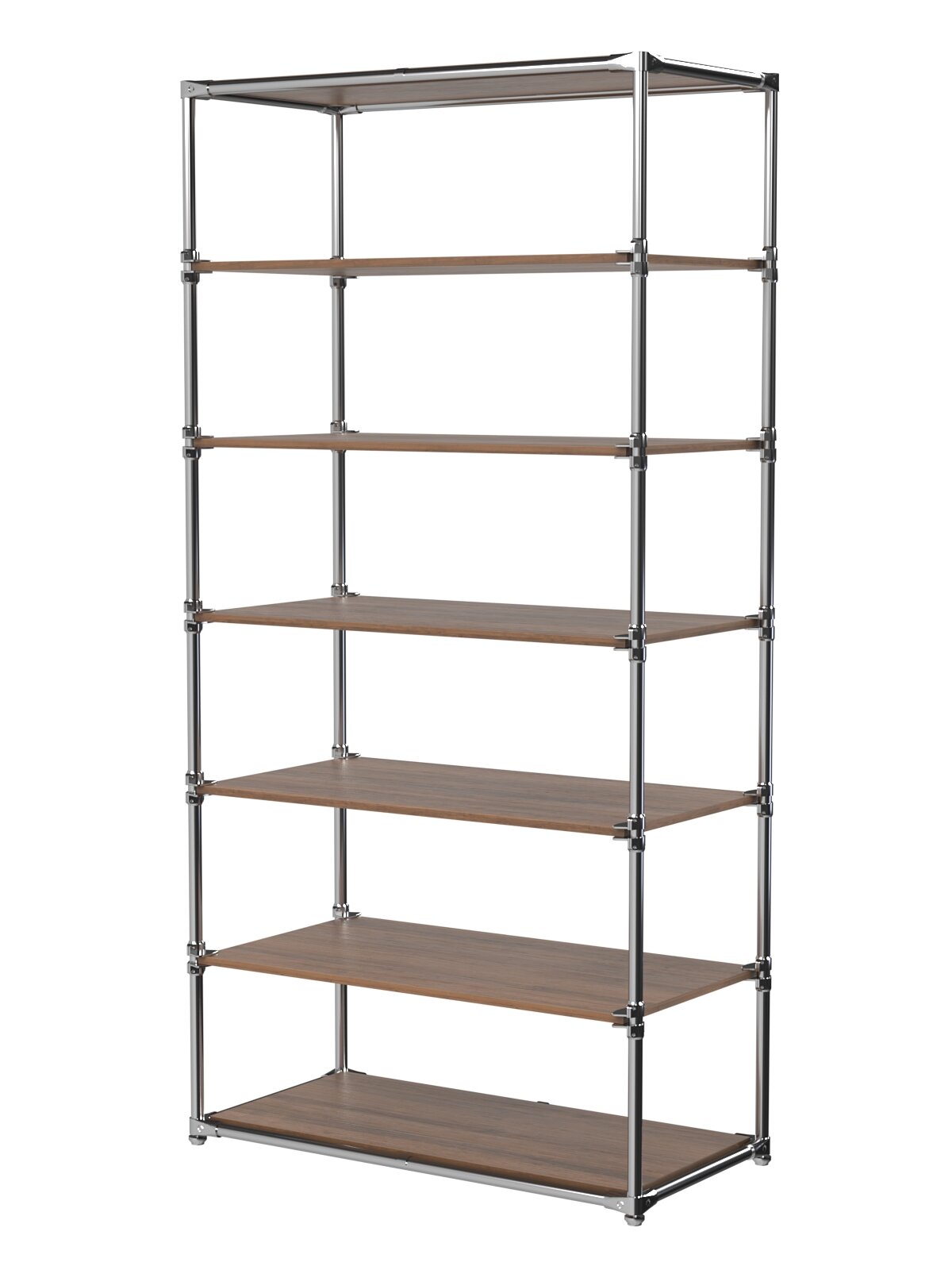 Пристенный торговый стеллаж лайт с глубокими полками ДСП №4, Орех