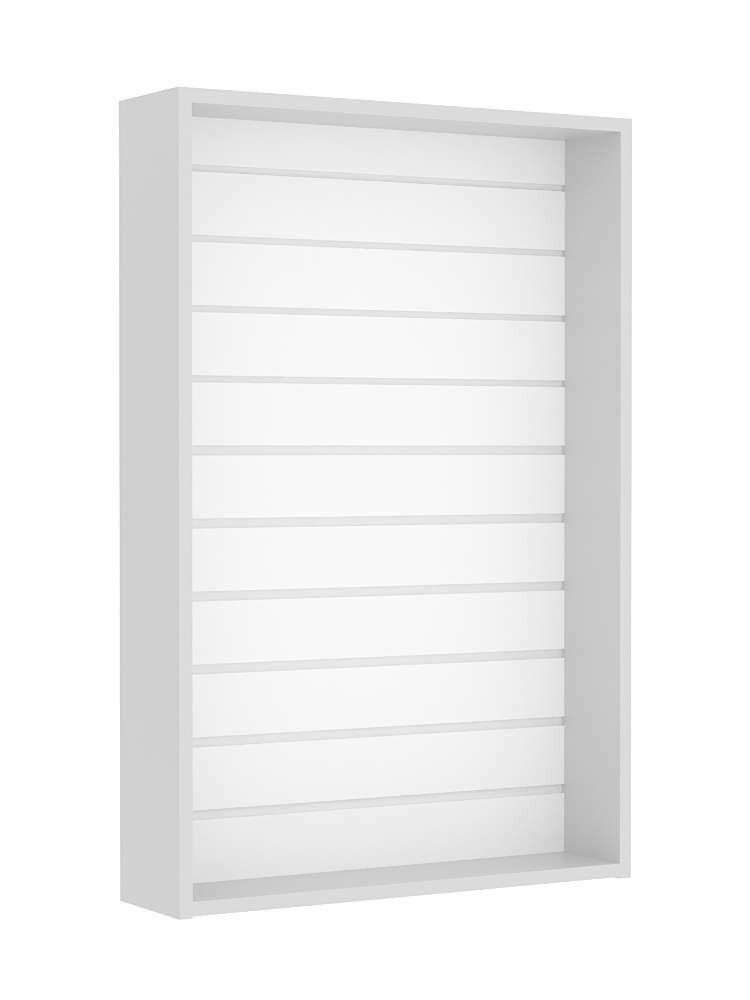 Витрина настенная №2-1В без дверей с эконом панелью, Cерый. Без полок.