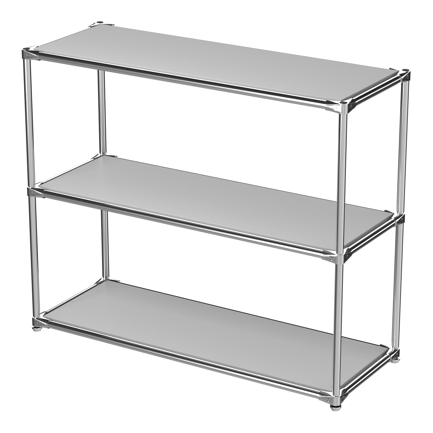 Хромированный стеллаж стиль №3г с полками под цвет дерева, Серый