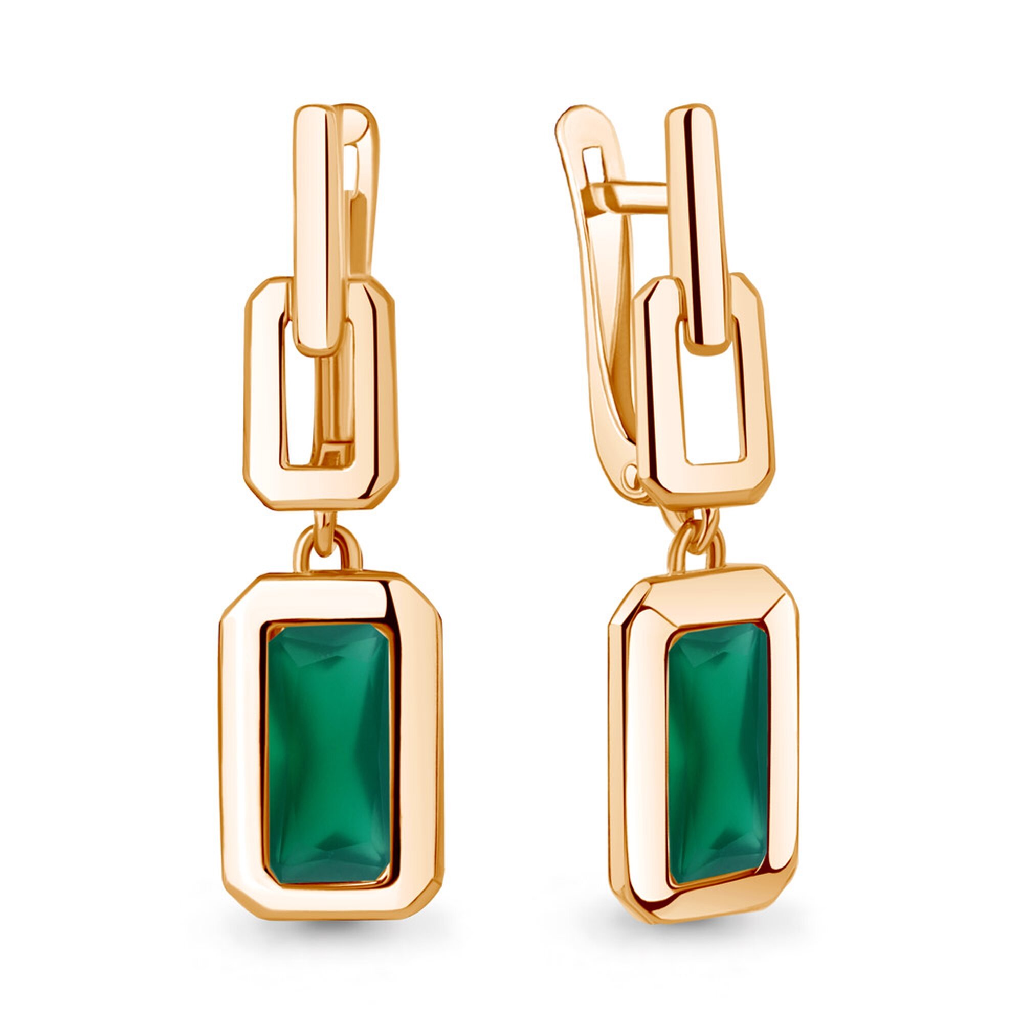 Серьги, красное золото, 585 проба, агат