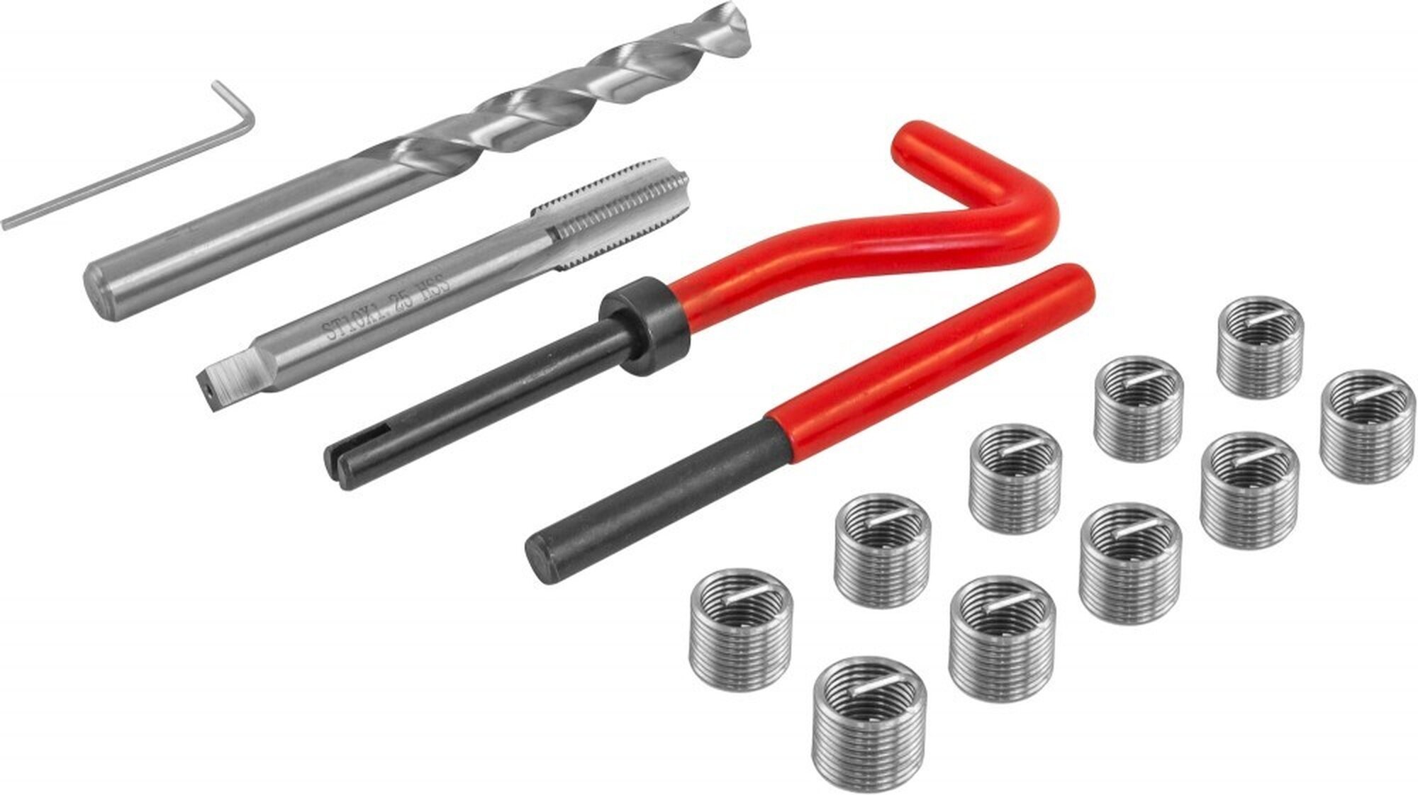 Набор для восстановления резьбы M10x1.25, 15 предметов Thorvik