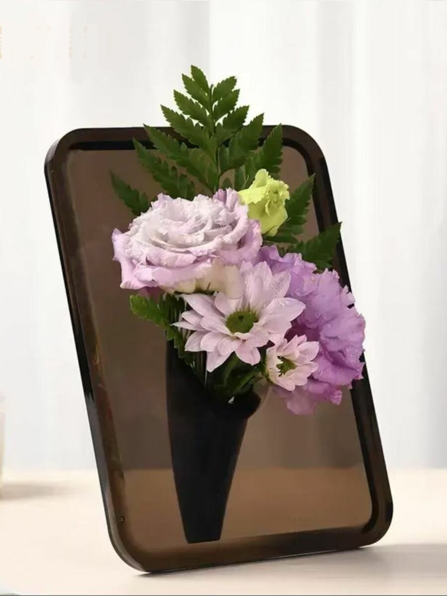 Ваза MoneySea, для гидропоники, настольная, серая, акриловое стекло