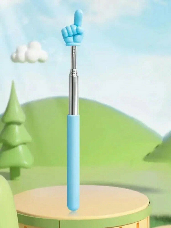 Указка-палочка с пальцем телескопическая голубая