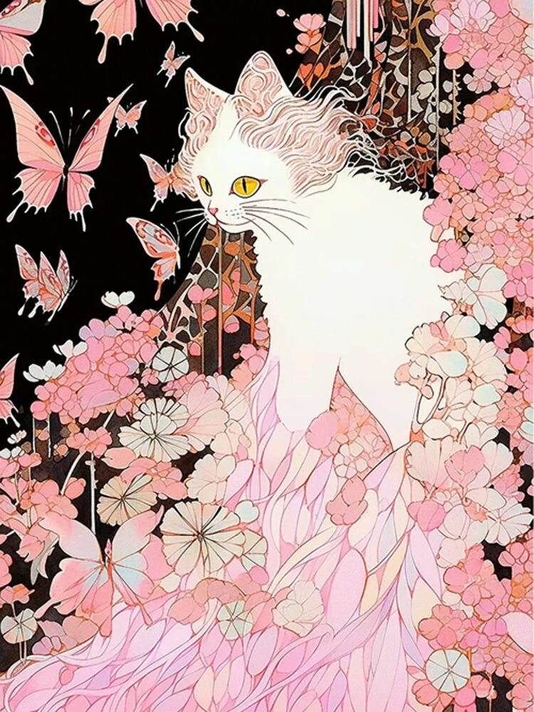 Алмазная картина "Бабочка" алмазная огранка 40х50 см,40X50CM, белый