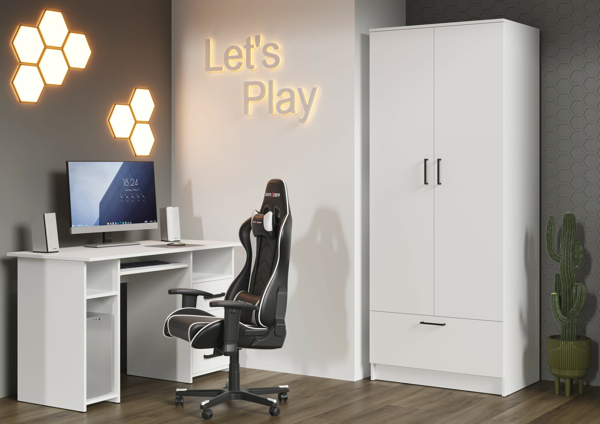 Шкаф Mebel152 "Дионис", ЛДСП, белый, распашные дверцы, с ящиками