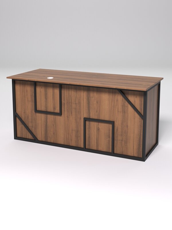 Стол двухтумбовый офисный С-07А "стронг" в стиле лофт декор №4, Орех