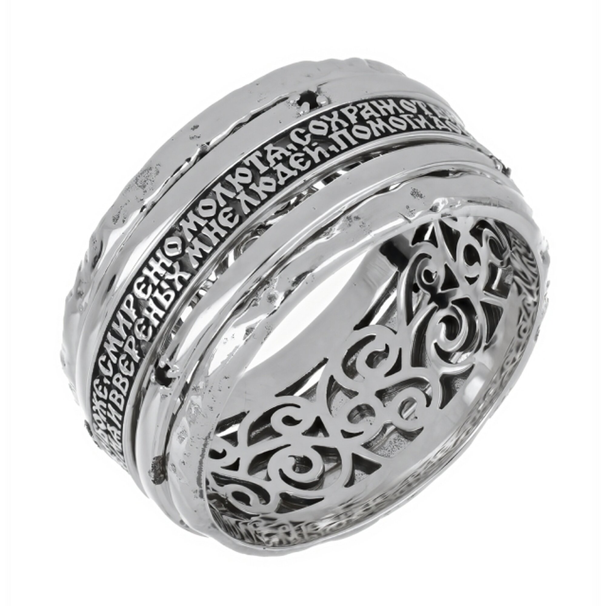 Кольцо широкое, серебро, 925 проба, чернение, шпинель