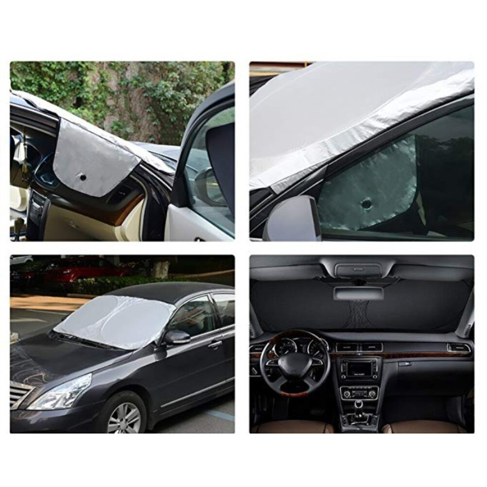 63*33,9 дюйма автомобильный козырек от солнца на лобовое стекло автомобиля солнцезащитный козырек с ушками посеребренный чехол на лобовое стекло автомобильный интерьер защита от солнца