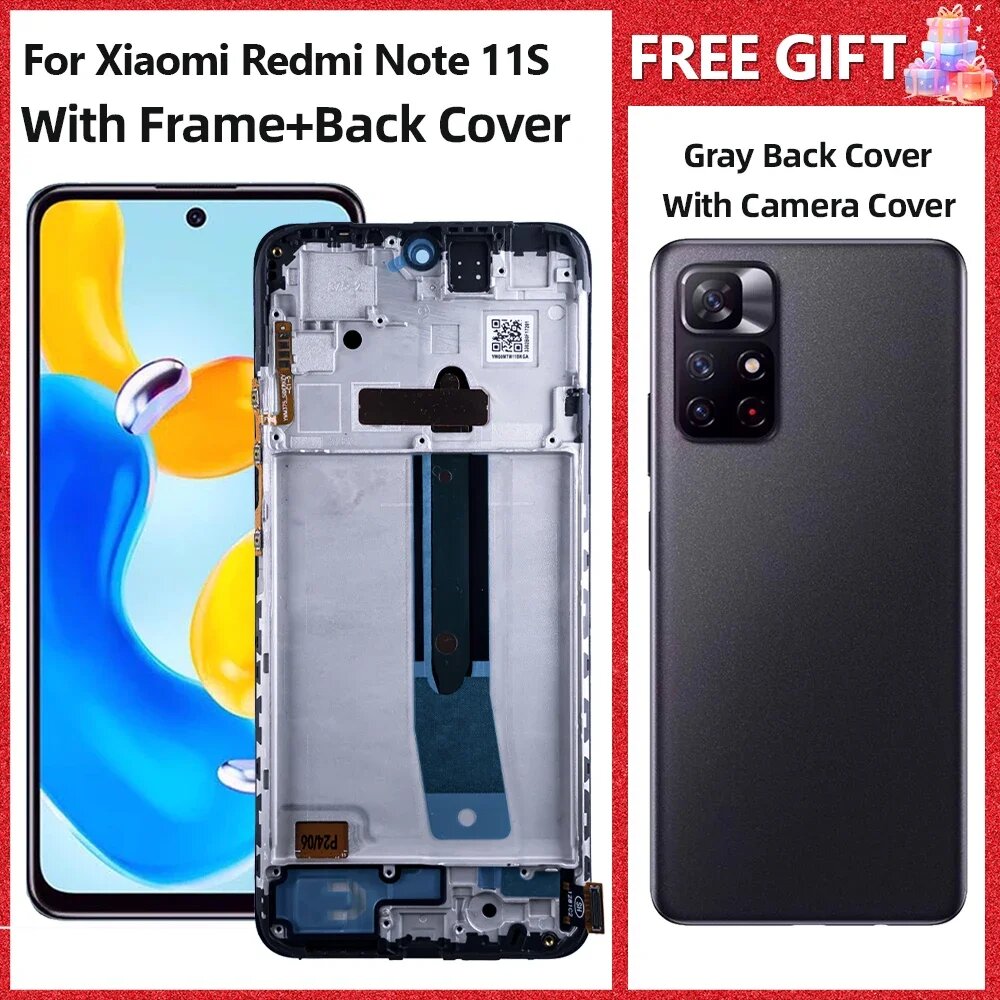 Экран Note 11S для ЖК-дисплея Redmi Note 11s 2201117 TG 2201117 Дигитайзер сенсорного Black Kit