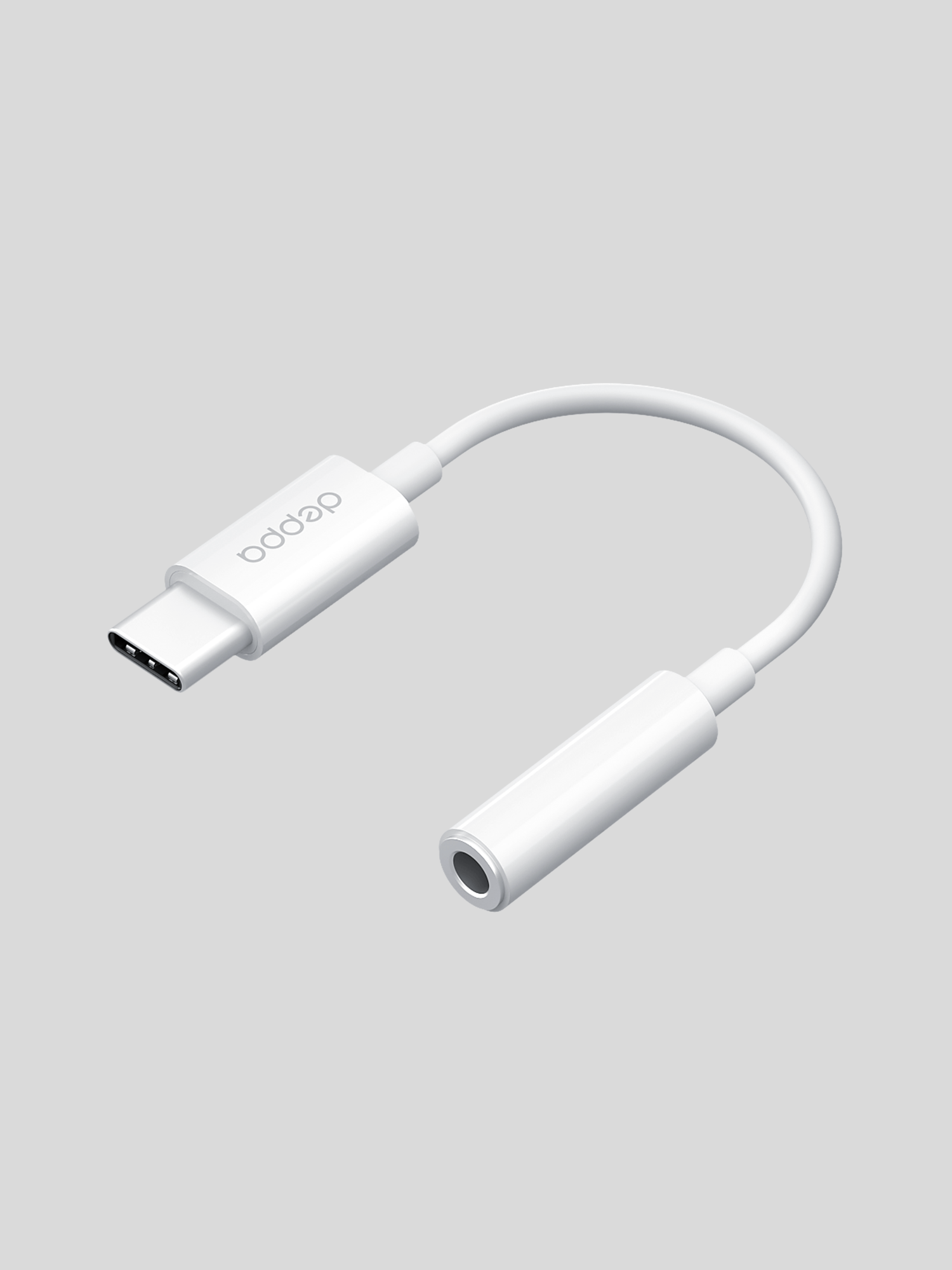 Переходник-адаптер Type-C (M) - 3.5 mm jack (F), белый, Deppa, 72408