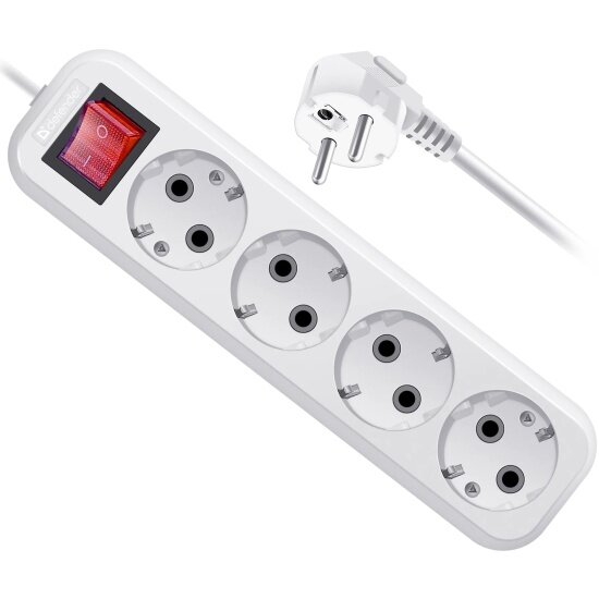 Сетевой удлинитель Defender L340 3м (4 розетки) белый (пакет ПЭ) (99362)